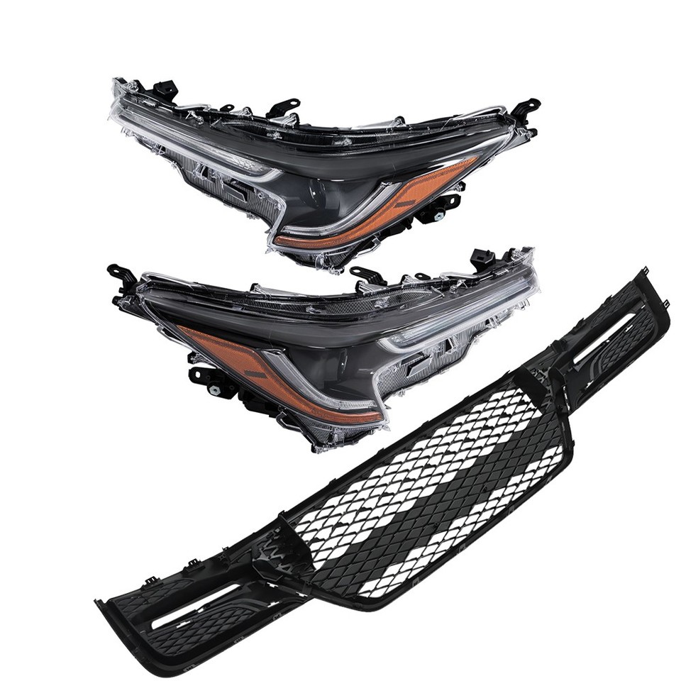 Pair LED Clear Headlights&Front Lower Grill Black For Toyota Corolla ...