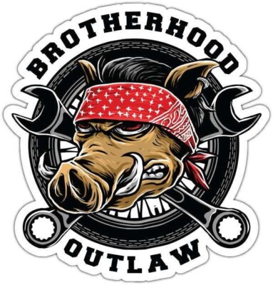 Brotherhood Outlaw Boar Hog Biker Bike Car Bumper Window Sticker Decal ...