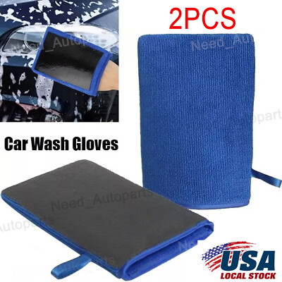 2pcs Microfiber Clay Bar Mitt Cleaning Wash Rag Car Detailing Polishing ...