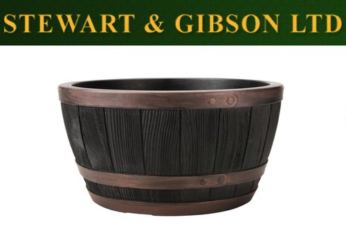 Stewart Garden Blenheim Half Barrel Plant Pot 61cm Copper Round ...