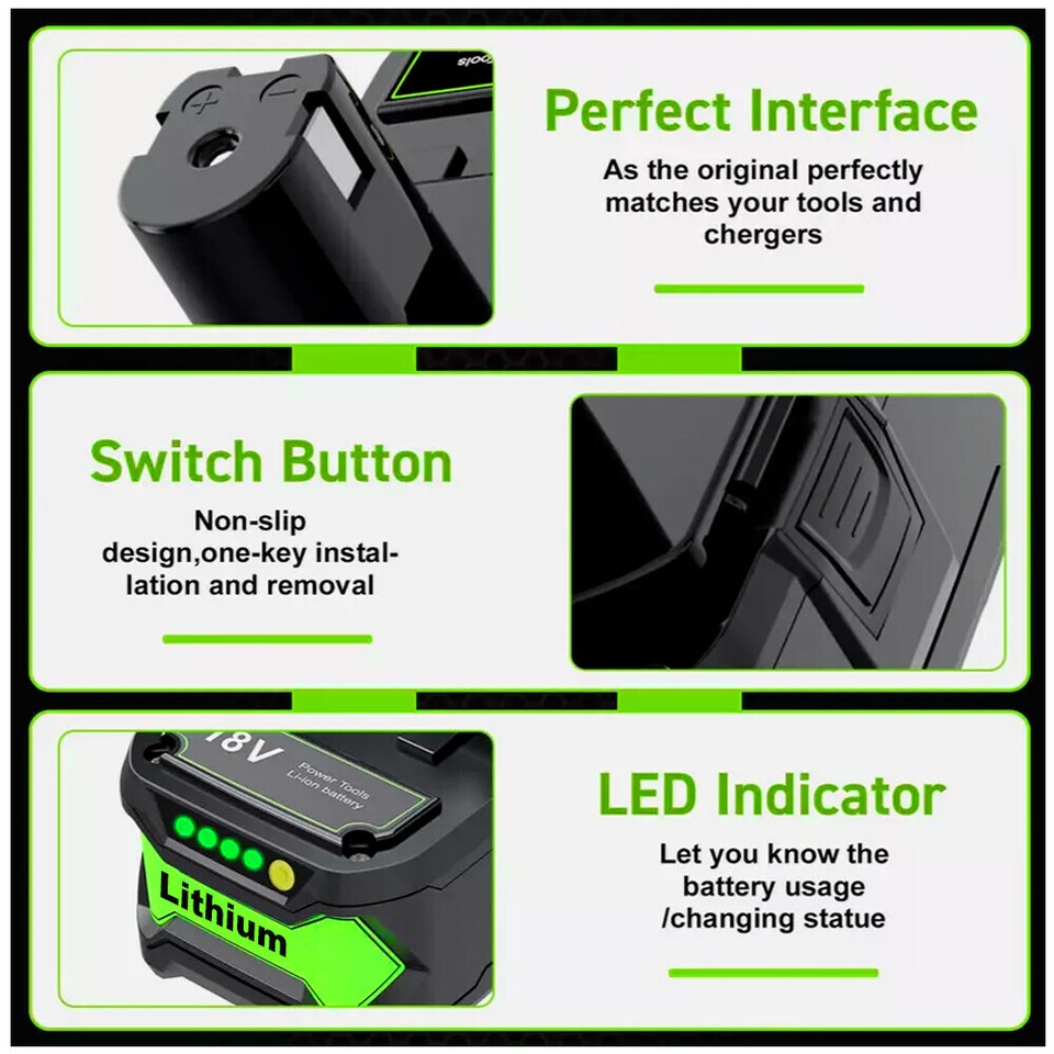 2/1PACK For RYOBI P108 18V 8.0Ah High Capacity Battery 18Volt Lithium ...