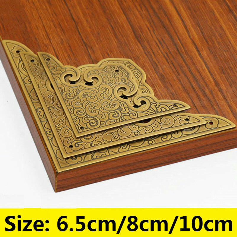 4 X Bronze Corner Protector Decorative for Wood Furniture Box Chest ...