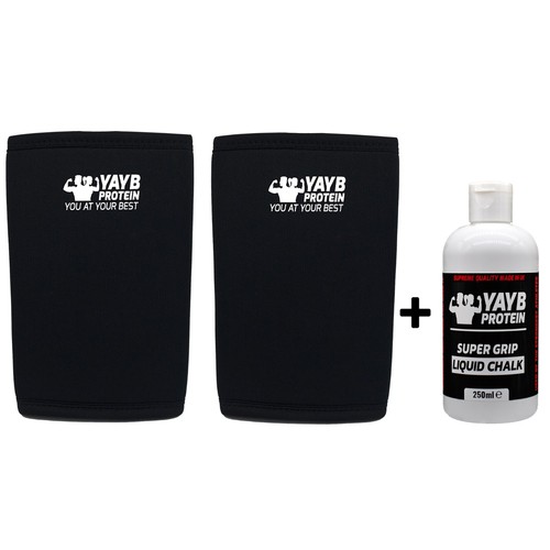 YAYB 7mm Power Elbow Sleeves + FREE 250ml Liquid Chalk- Powerlifting ...