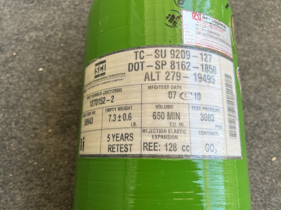 AIRCRAFT/HELICOPTER OXYGEN CYLINDER WITH VALVE ASSEMBLY | eBay