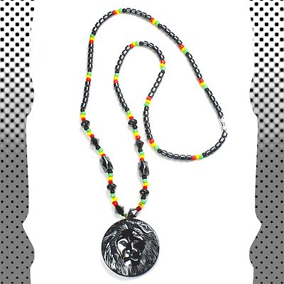 Hematite Necklace Pendent Rastafari Jah Love Rasta Jamaica Reggae Bob ...