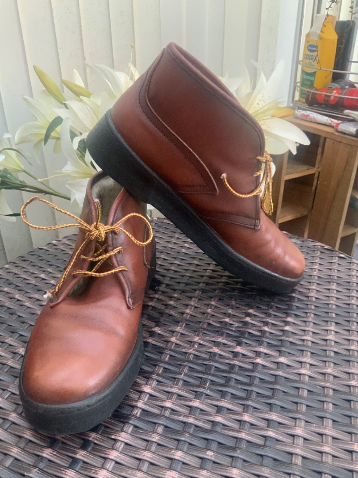 BATES FLOATERS UK 8 US 9 SHEARLING LEATHER BOOTS CAMPER WALKING WORK | eBay