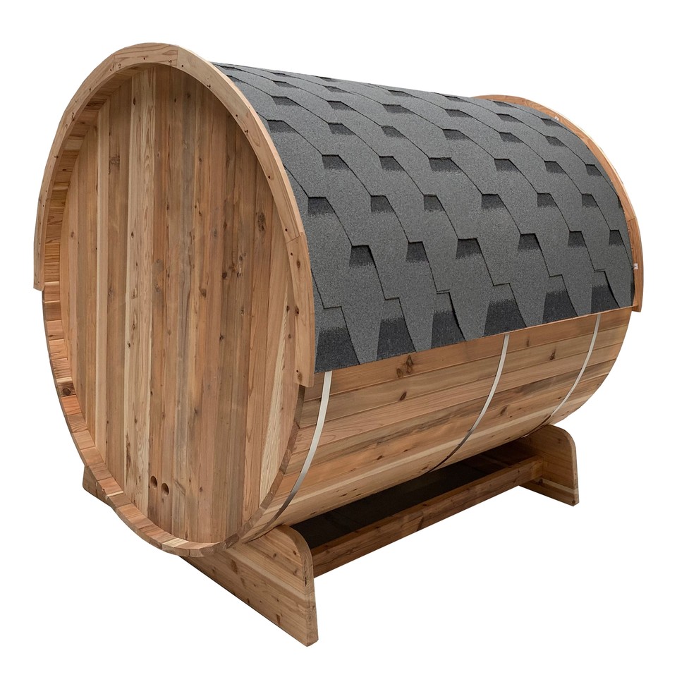 ALEKO Outdoor Steam Barrel Sauna 3-4 Prs Rustic Cedar Wood UL Certified ...