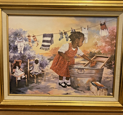 Framed G. Rose Lithograph "Washday" | Exc Condition | African American ...