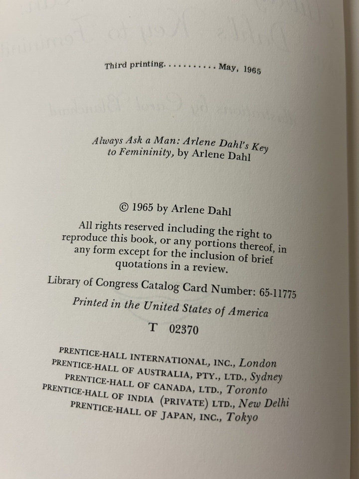 Always Ask a Man: Arlene Dahl's Key to Femininity; 1965 | eBay