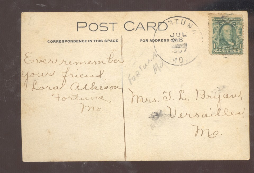 RPPC FORTUNA MISSOURI LORA ATKISON TL BRYAN VERSAILLES MO. REAL PHOTO ...