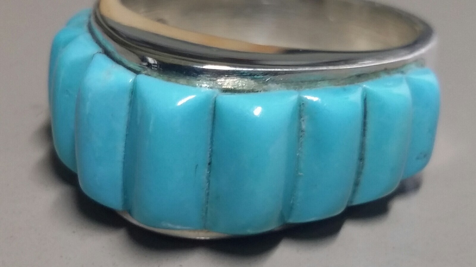 VTG. NEW SILVER CLOUD OF ALBUQUERQUE CORNROW TURQUOISE RING FITS SZ. 5. ...