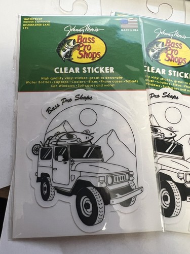 Bass Pro Shops clear black&white jeep Laminated Vinyl Sticker Decals ...