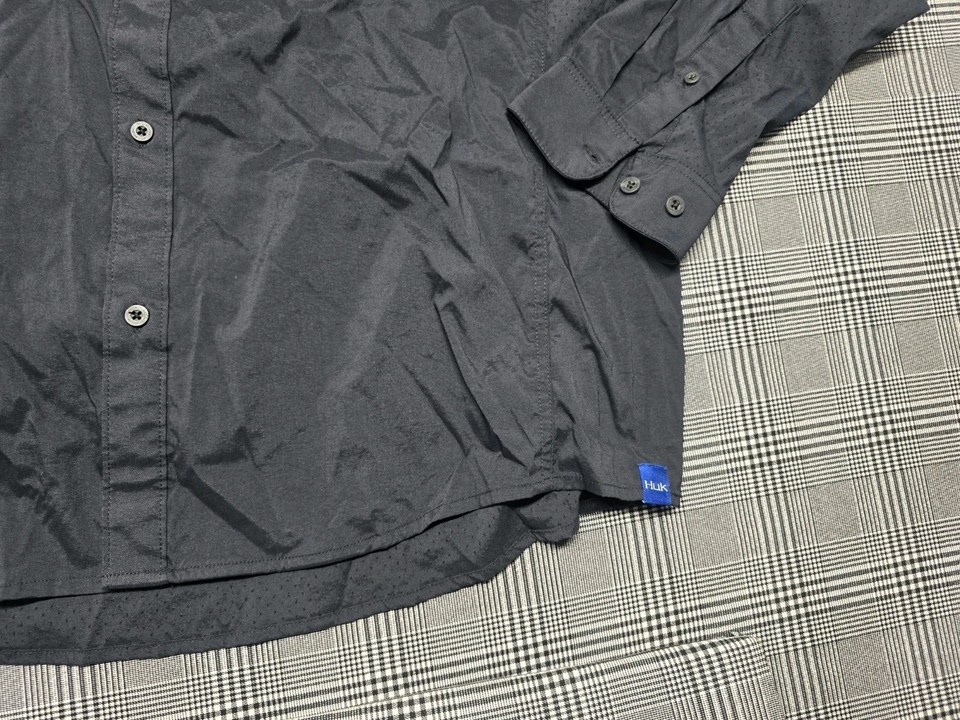 Men's Huk Tide PointBlack Long Sleeve Shirt Size XL Miosture Wicking ...
