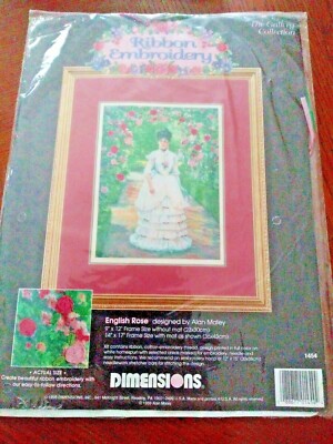 Dimensions ENGLISH ROSE Ribbon Embroidery 1454 Alan Maley 1995 open but ...