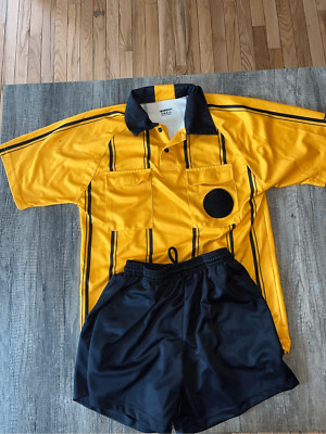 Kwik Goal Yellow Soccer Ref Referee uniform Adult Small too YL bottoms ...