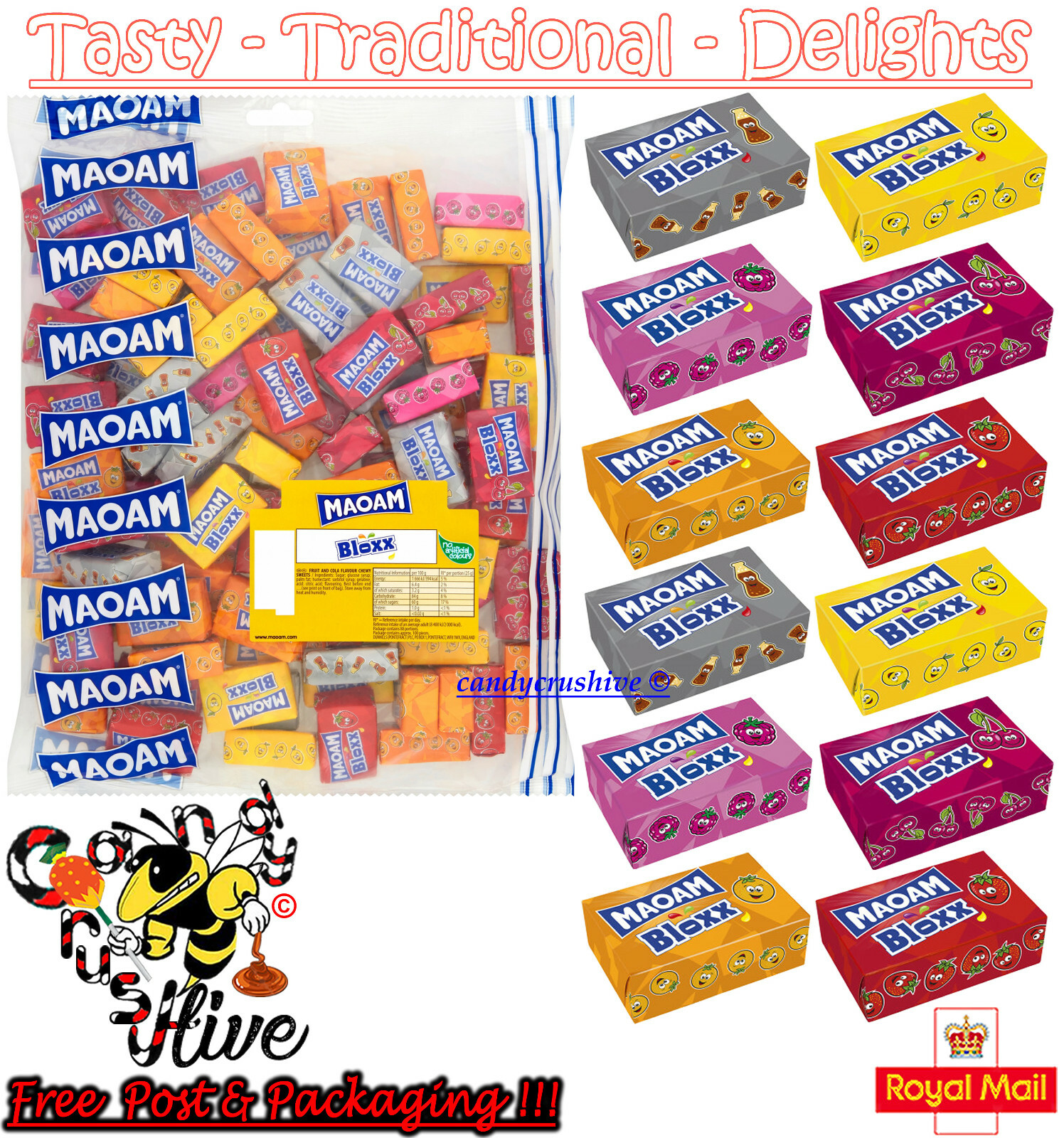 20g - 10kg Haribo Mini MAOAM BLOXX Fruit Chews Wrapped Sweets Party Bag ...