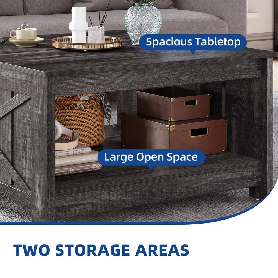 Square Coffee Table with Storage for Living Room Modern Center Cocktail ...