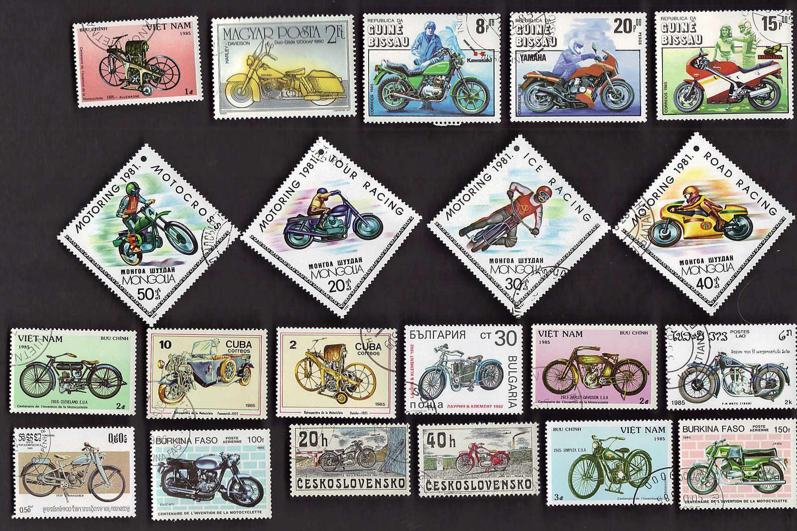 50 All Different MOTORCYCLES on Stamps | eBay