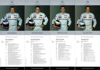 McLaren Mercedes 2005 F1 Driver Cards x8 - Raikkonen, Montoya, De La ...