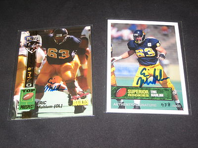 LOT (2) ERIC MAHLUM ROOKIE SIGNED AUTOGRAPHED CERTIFIED FOOTBALL CARDS ...