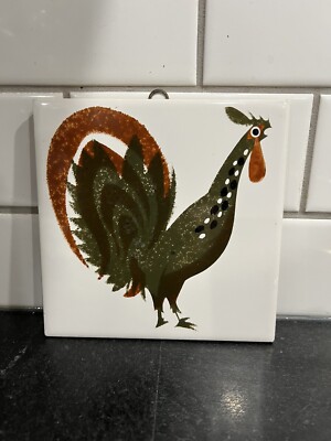 Vintage Retro KENNETH TOWNSEND MCM Menagerie Cockerel Rooster Tile #6 ...