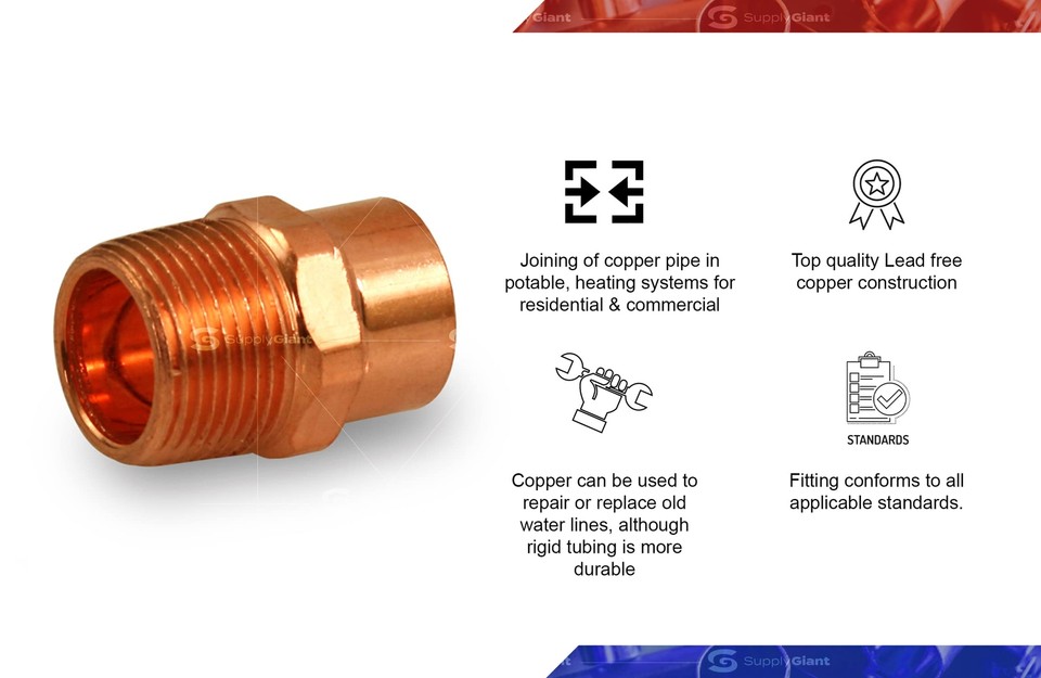 Copper Male Adapter Fitting 3/4" Sweat x MIP Connection 804595331057| eBay