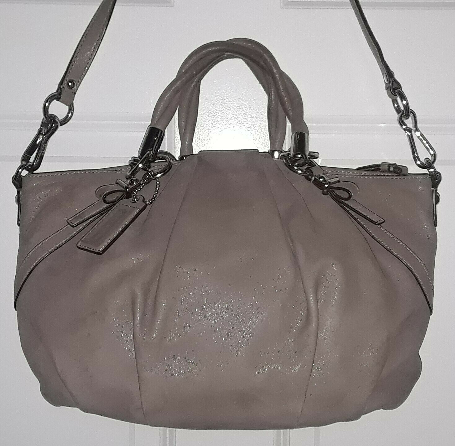 COACH Sofia Madison Metallic Gray Mauve Leather Pleat… - Gem