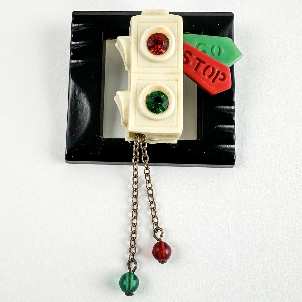 Vintage Traffic Light Celluloid Mechanical Rhinestone Stop / Go Light ...