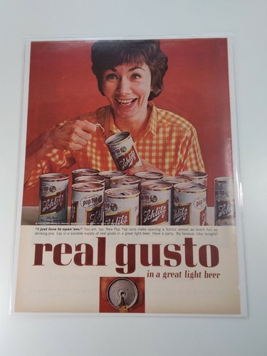 Schlitz Beer Print Ad Original Vtg 1963 Pretty Girl Pop Top Fun Real ...