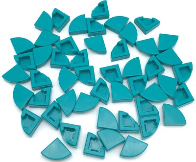 Lego 50 New Dark Turquoise Tiles Round 1 x 1 Quarter Flat Smooth Pieces ...