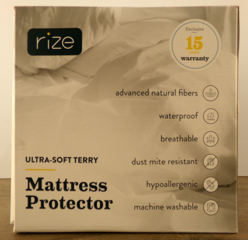 Rize Ultra-Soft Terry Mattress Protector, King, Fits 18" Deep Mattress ...