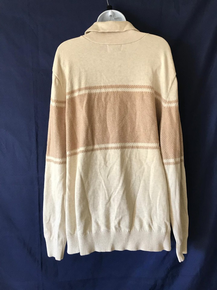 Goodfellow & Co Shawl Collar Cardigan Sweater Beige Tan Striped Knit ...