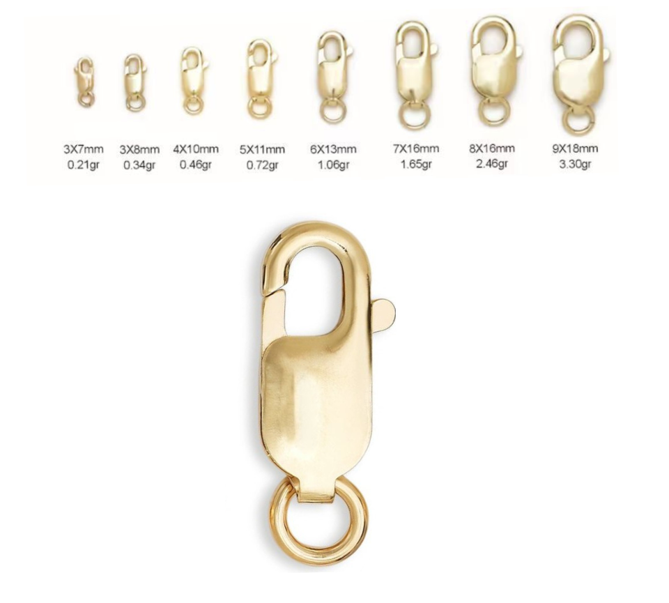 14K Yellow/White Gold Lobster Claw Clasp Lock Finding - Bracelet Chain ...