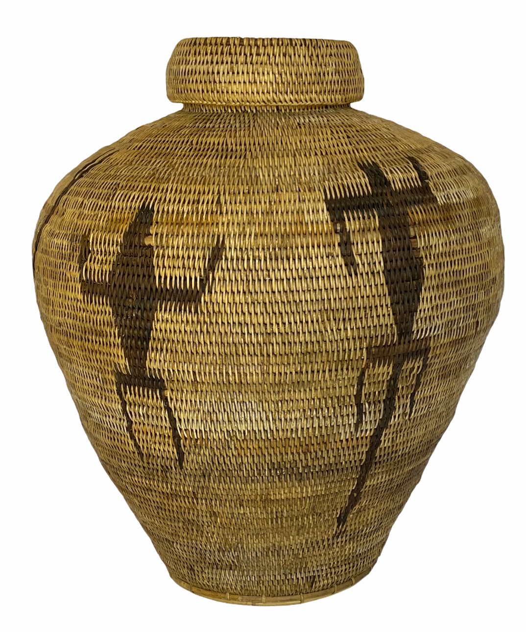 LARGE Indonesian IFUGAO Lidded Rattan RICE STORAGE BASKET with Lizards ...