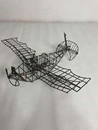 Vintage Biplane Rustic Wire Sculpture Moveable Parts Airplane Art 12.5 ...