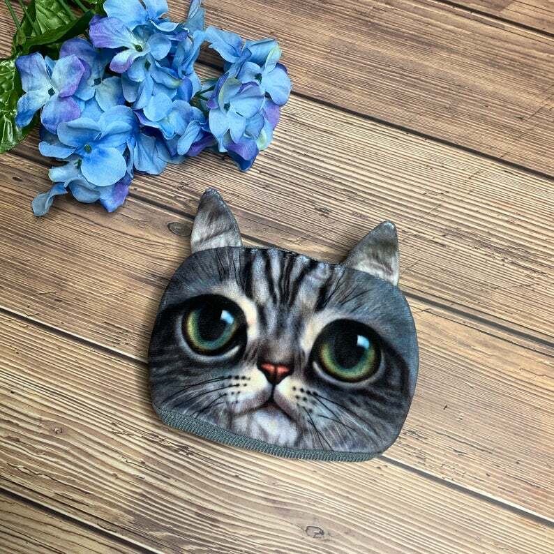 Washable Reusable Suede Cute Gray Cat Face Fashion Face Mouth Mask | eBay