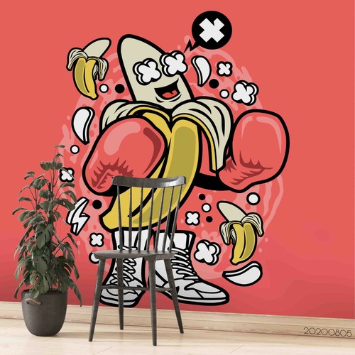 3D Banana Boxing Wallpaper Wall Mural Removable Self-adhesive ...