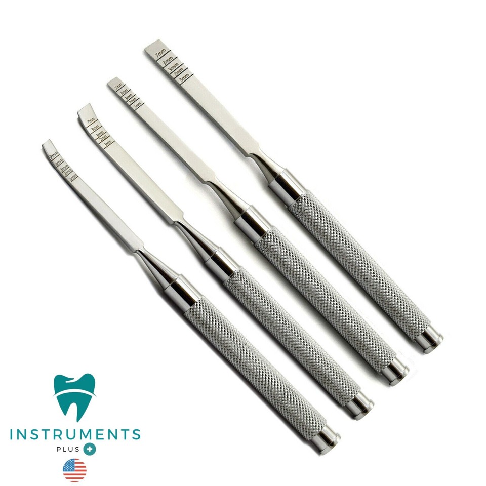 Set of 4 Dental Chisels Straight-Curved Surgical Ridge Bone Splitting ...
