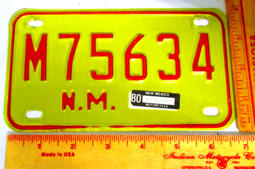 1980 New Mexico motorcycle license plate biker collectible old NM New ...