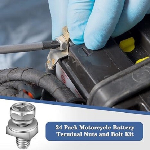 24-Pack Motorcycle Battery Terminal Nuts & Bolts: for ATV, Bike ...
