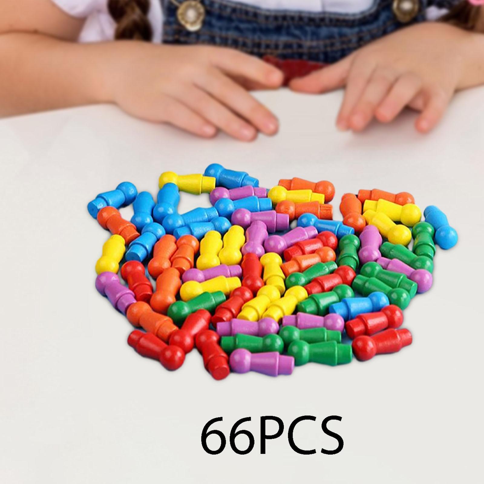66x Board Games Pawns for Tabletop Markers, Board Games Educational Toy ...