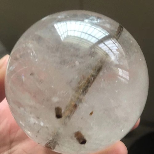 73mm Natural quartz tourmaline crystal gem ball decorated with Reiki ...