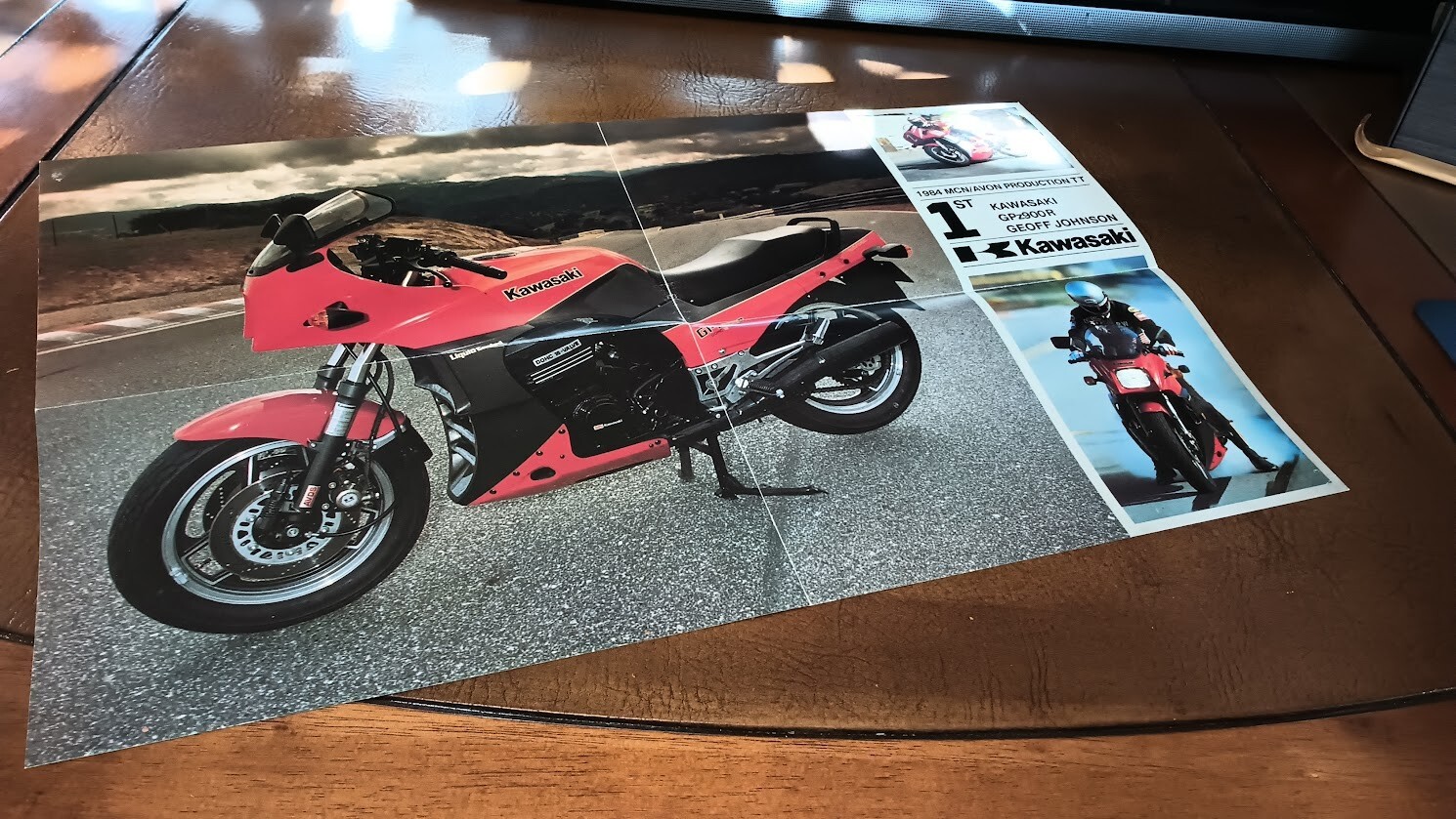 NOS Kawasaki GPz 900R - Japan GPZ Motorcycle Poster - Geoff Johnson IOM ...