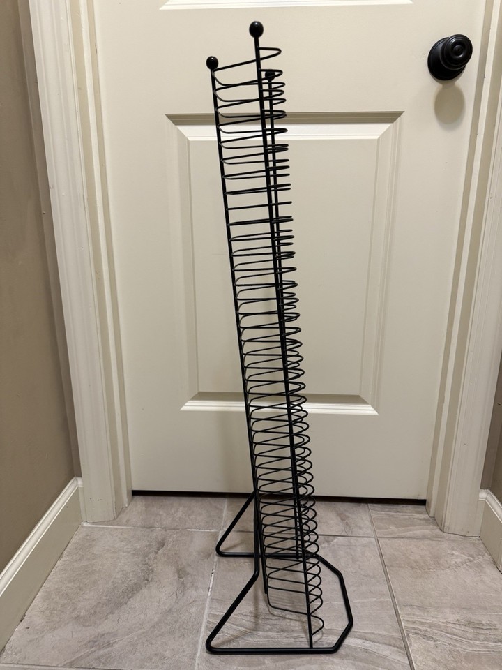 35 Inch Metal DVD Storage Rack Tower Holds 40 Discs Wire Stand Vintage ...