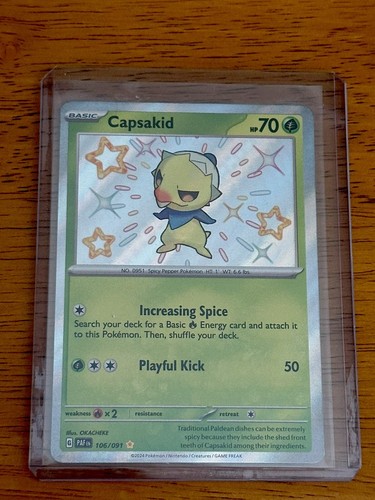 Pokémon TCG Capsakid Scarlet & Violet: Paldean Fates 106/091 Holo Shiny ...