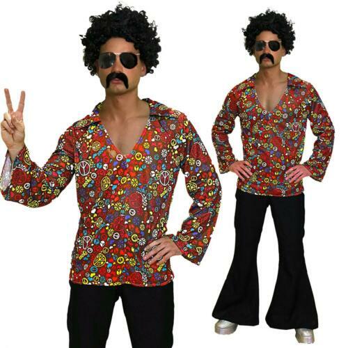60s Mens Adult Flower Power 70s 1960s Hippy Hippie Fancy Dress Costume ...