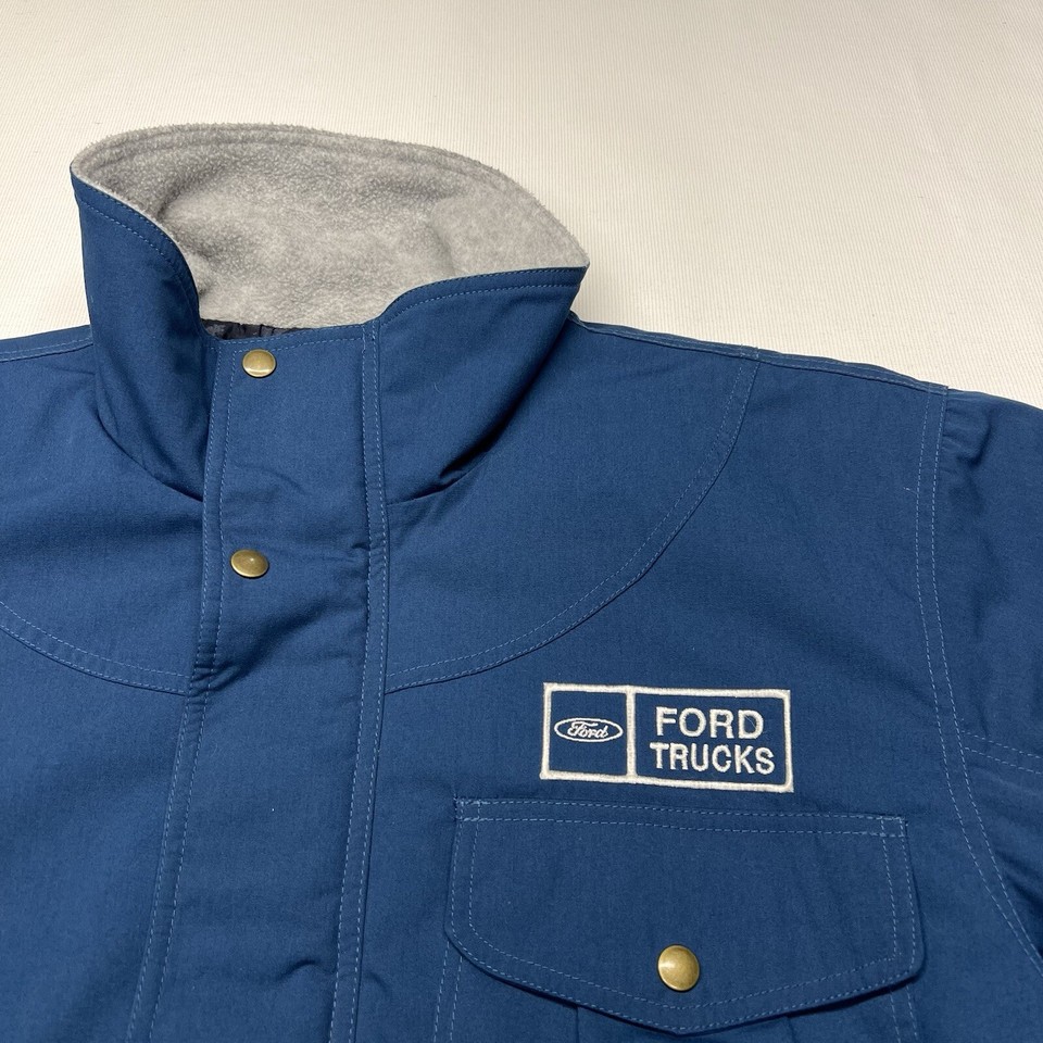 VTG Ford Jacket Mens XL Blue Full Zip Factory Uniform Workwear Truck ...