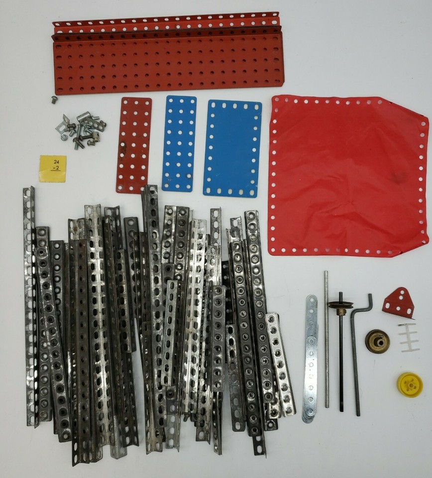 Lot of 2 Vintage Meccano Yellow Storage Boxes - With contents - See ...