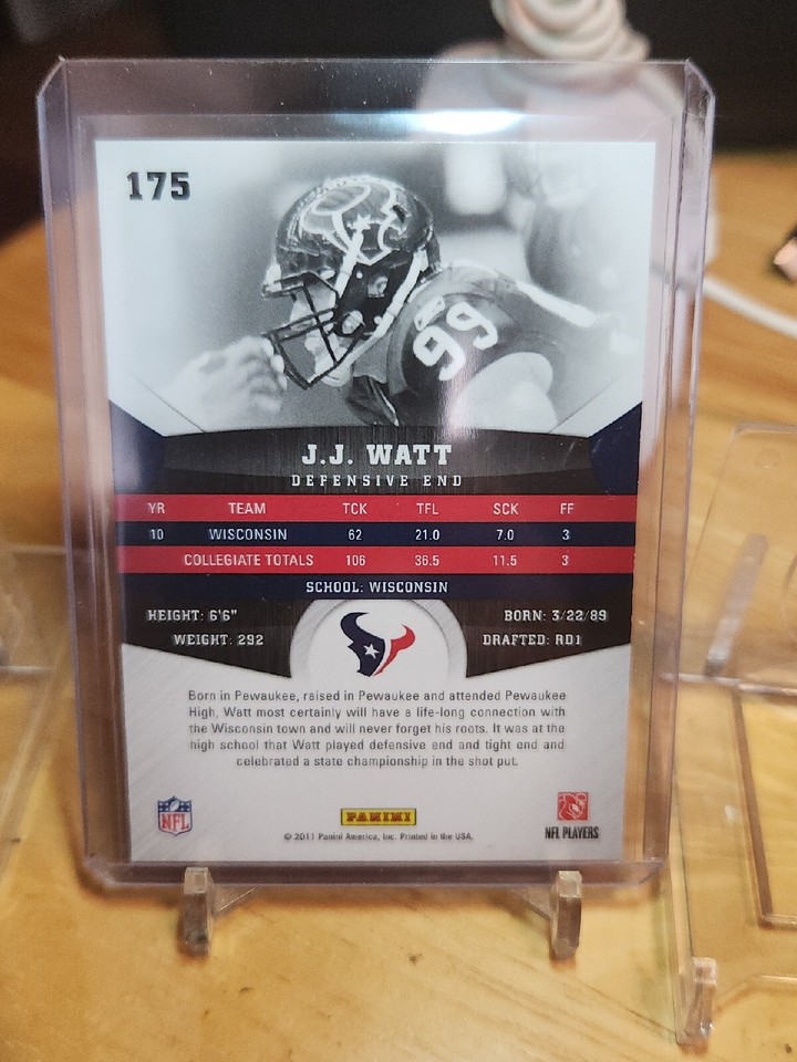 2011 GRIDIRON GEAR JJ WATT ROOKIE CARD HOUSTON TEXANS OFFENSE DESTROYER ...