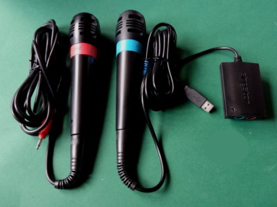 2 SingStar Mikrofone PS3 u. PS2 mit USB Converter Mikrofon Sony ...